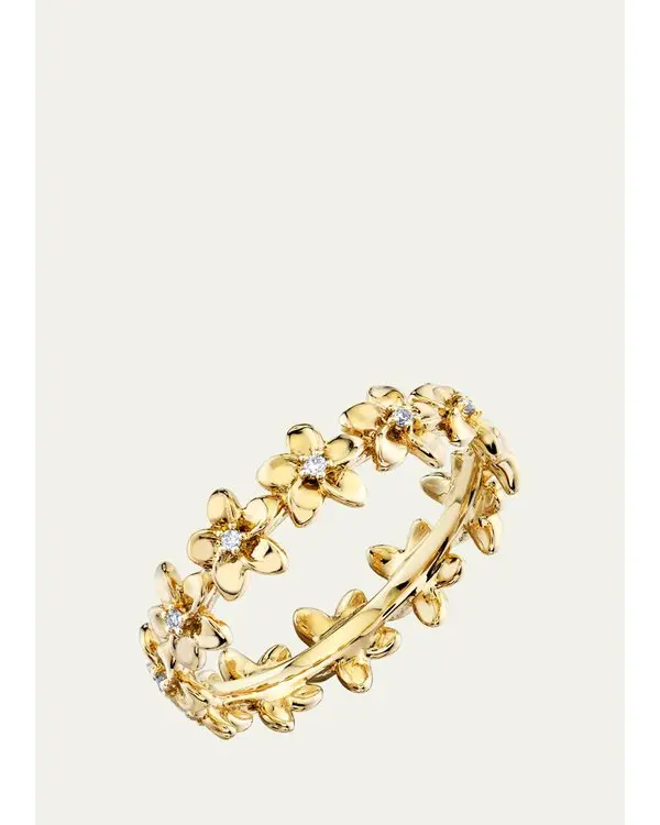 SYDNEY EVAN 14k Diamond Tiny Plumeria Eternity Ring - Multi