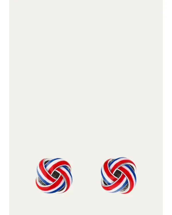 JAN LESLIE Sterling Silver Enamel Knot Cufflinks