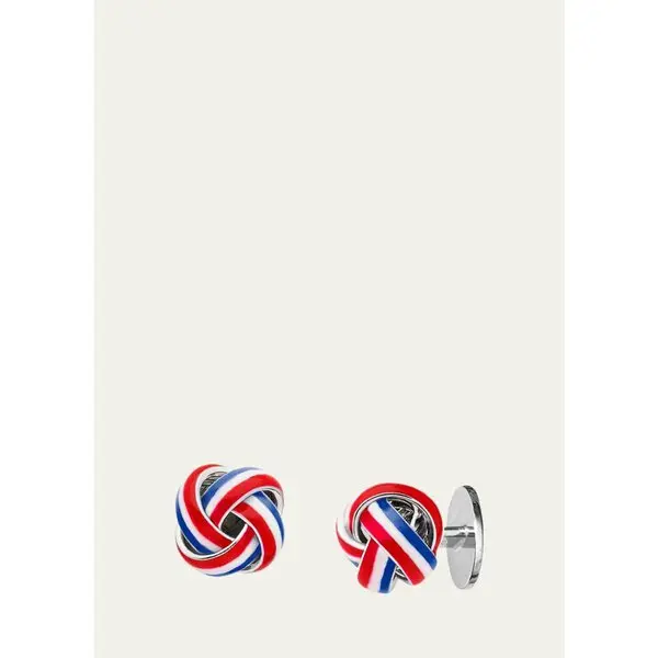JAN LESLIE Sterling Silver Enamel Knot Cufflinks