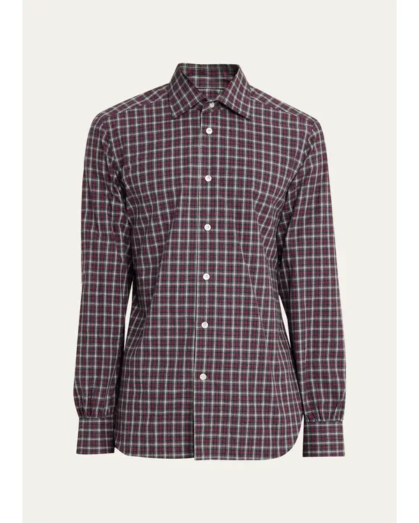 Kiton Cotton Plaid Button-down Shirt
