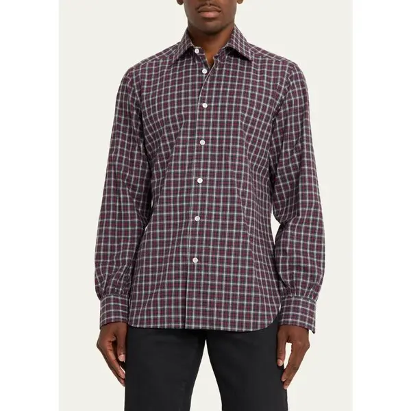 Kiton Cotton Plaid Button-down Shirt