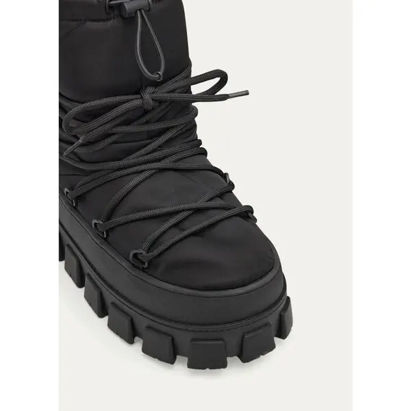 Prada Triangle Logo Lug-sole Nylon Snow Boots