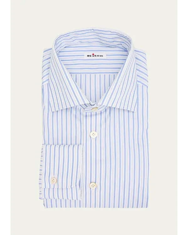 Kiton Cotton Multi-stripe Dress Shirt