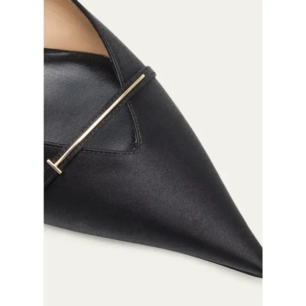 TOM FORD Julianna Satin Pointed-toe Flats - Black