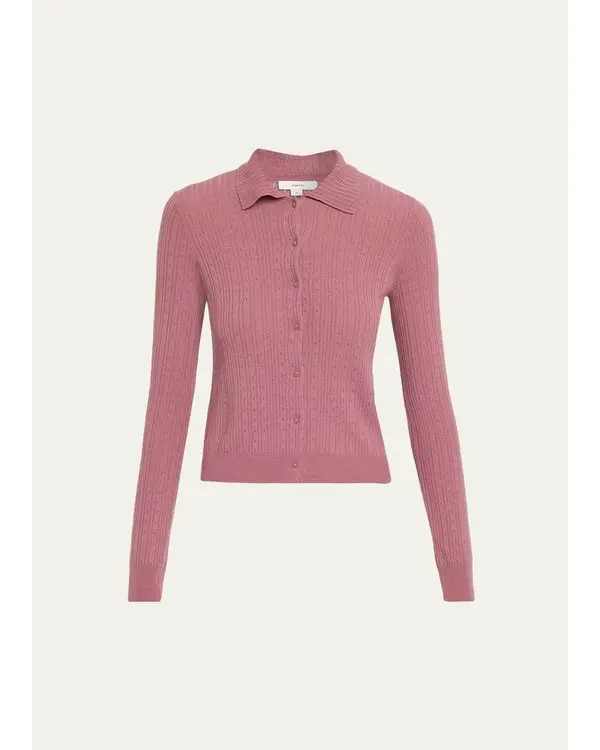 Vince Pointelle Wool Cardigan
