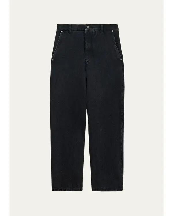 Loewe Leather-patch Straight-leg Jeans - Black