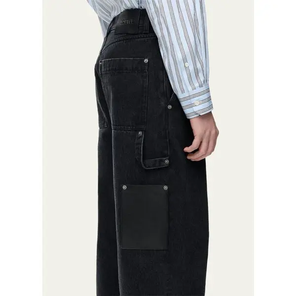 Loewe Leather-patch Straight-leg Jeans - Black