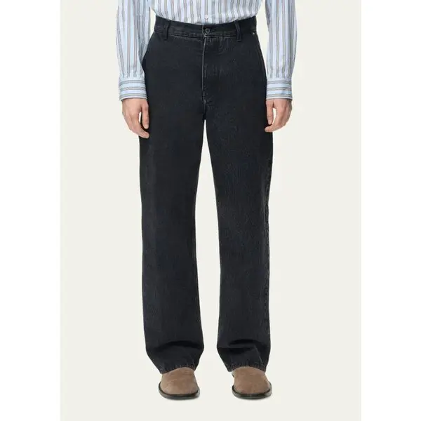 Loewe Leather-patch Straight-leg Jeans - Black