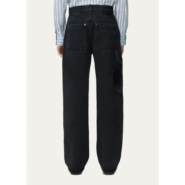 Loewe Leather-patch Straight-leg Jeans - Black