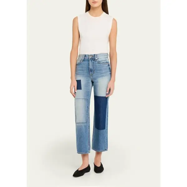 Veronica Beard Dylan Patchwork High-rise Ankle Jeans