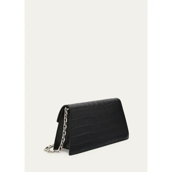 Alexander McQueen Skull Mini Croc-embossed Leather Top-handle Bag - Black/silver