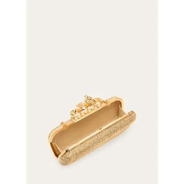 Alexander McQueen Crystal Leather Long Knuckle Clutch Bag