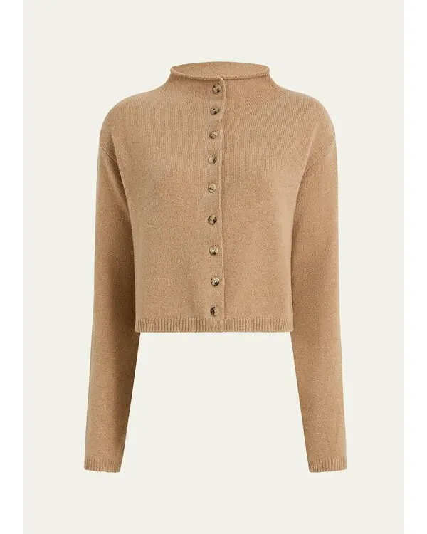Khaite Annora Funnel-neck Wool-cashmere Cardigan