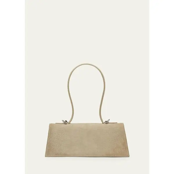Alexander McQueen Jewelled Croc-embossed Suede Top-handle Bag