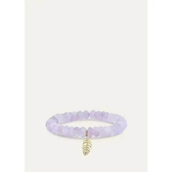 SYDNEY EVAN 14k Diamond Peacock Feather Stretch Bracelet