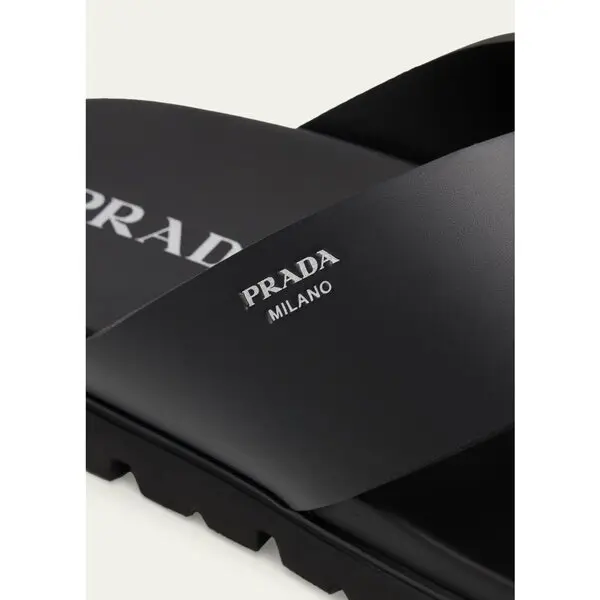 Prada Soft Cage Criss-cross Rubber Slide Sandals