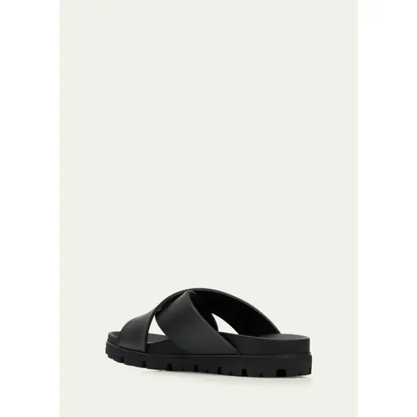 Prada Soft Cage Criss-cross Rubber Slide Sandals