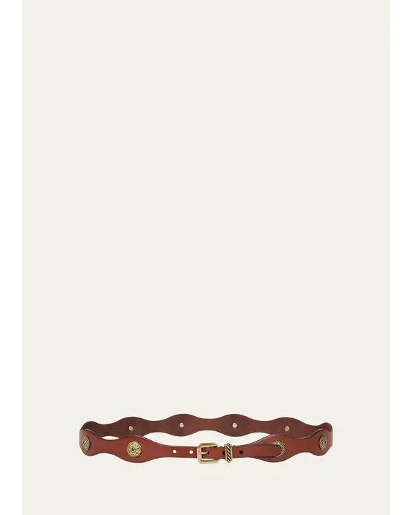 Etro Leather Belt With Jewel Studs