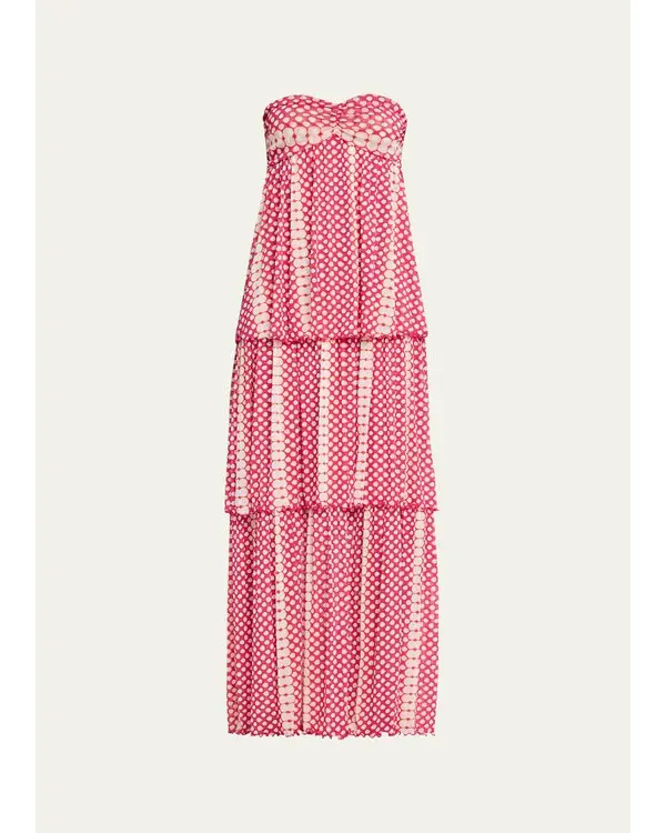 Diane Von Furstenberg Joanne Tiered Polka Dot Maxi Dress - Rain Drop