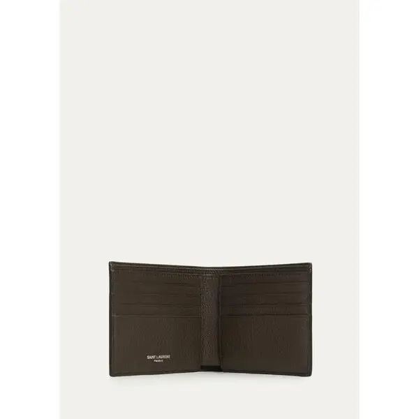 Saint Laurent East-west Bifold Wallet In Grained Leather