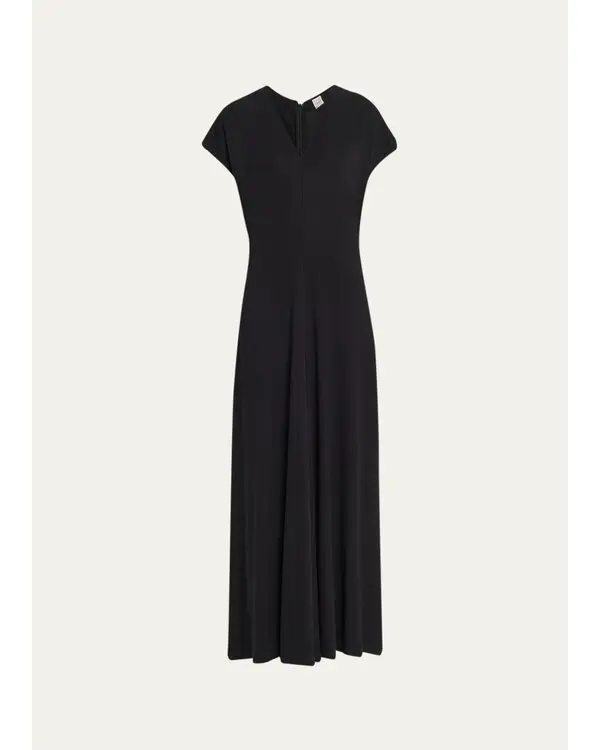 TOTEME V-neck Jersey Dress - Black