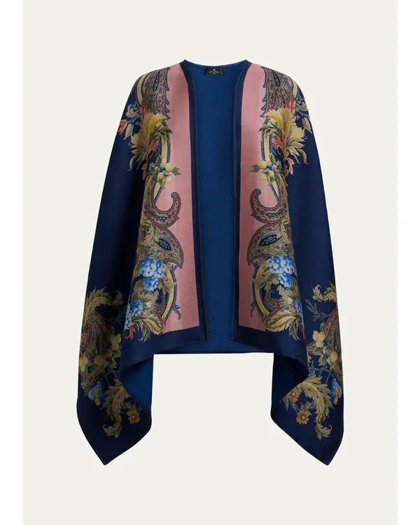 Etro Paisley Wool-blend Jacquard Cape