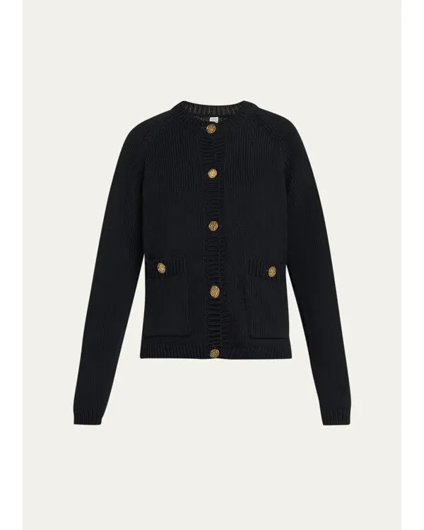 TOTEME Hammered Button Knit Cardigan - Black