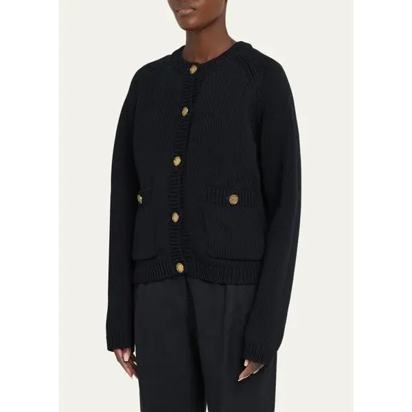 TOTEME Hammered Button Knit Cardigan - Black