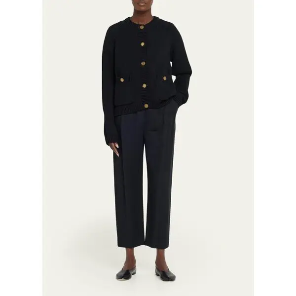 TOTEME Hammered Button Knit Cardigan - Black