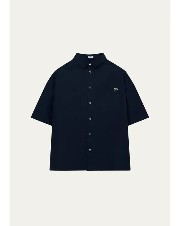 Loewe Short-sleeve Heavy Cotton Button-front Shirt