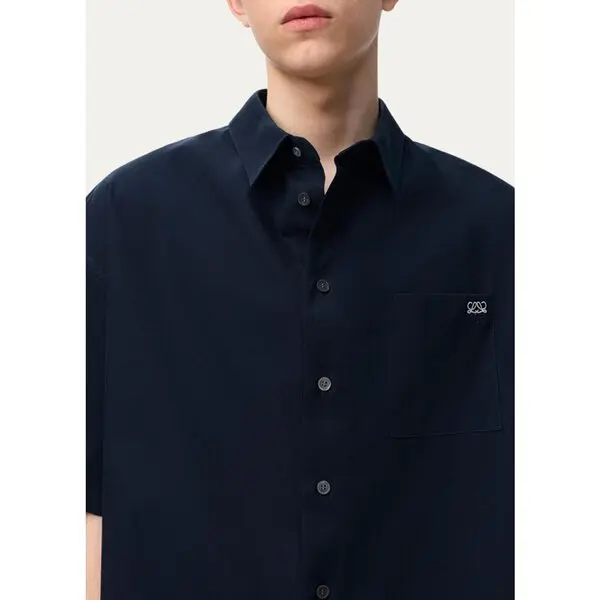 Loewe Short-sleeve Heavy Cotton Button-front Shirt