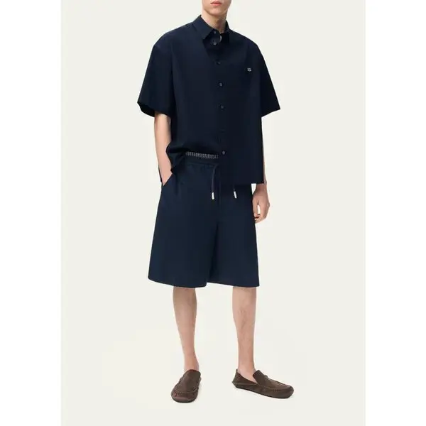 Loewe Short-sleeve Heavy Cotton Button-front Shirt