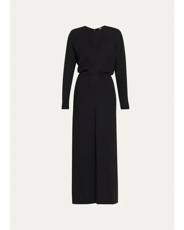 TOTEME Slouch Waist Long-sleeve Ankle Dress - Black