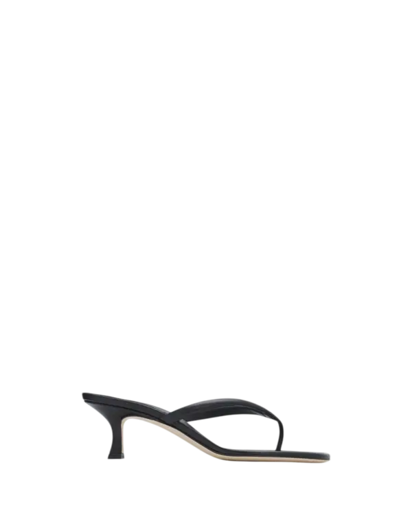 Manolo Blahnik 50mm Paterno Leather Thong Sandals - Black
