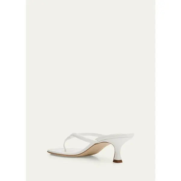 Manolo Blahnik 50mm Paterno Leather Thong Sandals - White