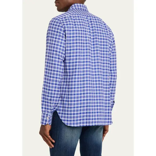 Kiton Cotton And Cashmere Plaid Button-down Shirt