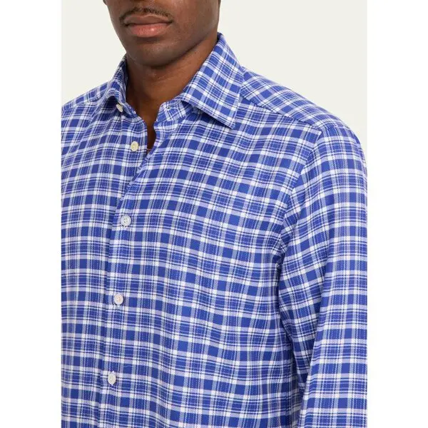 Kiton Cotton And Cashmere Plaid Button-down Shirt