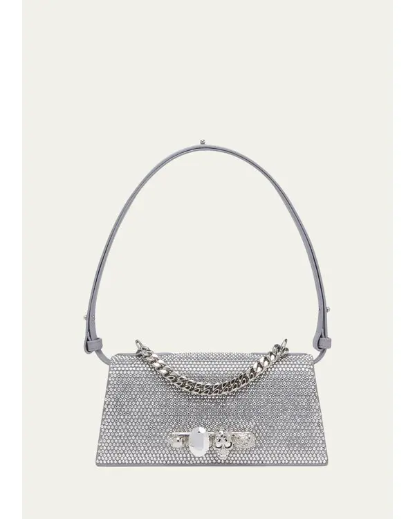 Alexander McQueen Jewelled Rhinestone Leather Shoulder Bag