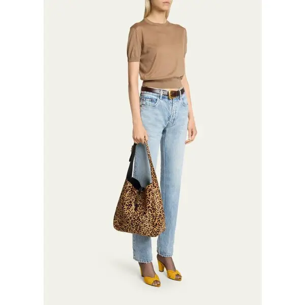 Saint Laurent Le 5 A 7 Large Animal-print Calf Hair Shoulder Bag - Leopard