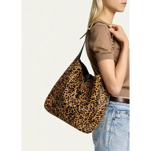 Saint Laurent Le 5 A 7 Large Animal-print Calf Hair Shoulder Bag - Leopard