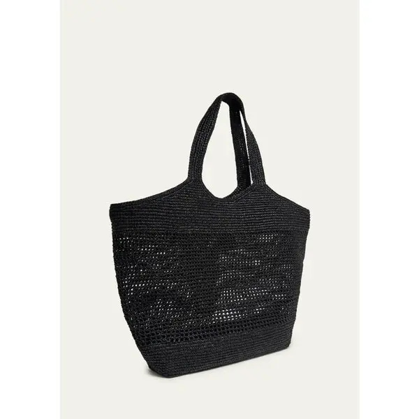 Saint Laurent Icare Medium Crochet Raffia Tote Bag - Nero