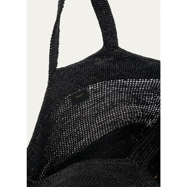 Saint Laurent Icare Medium Crochet Raffia Tote Bag - Nero