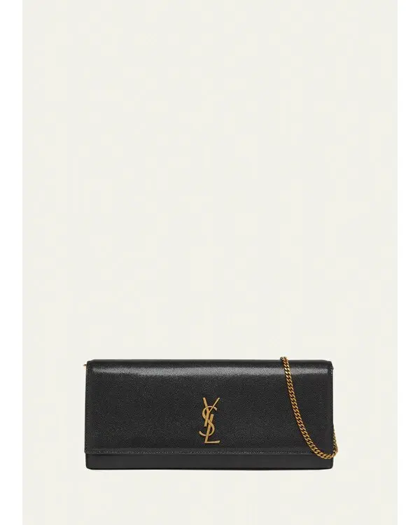 Saint Laurent Kate Pebbled Leather Clutch Bag