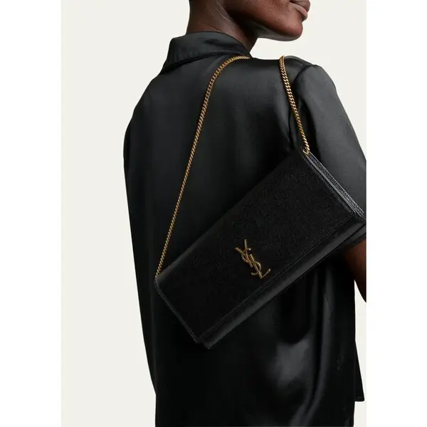 Saint Laurent Kate Pebbled Leather Clutch Bag