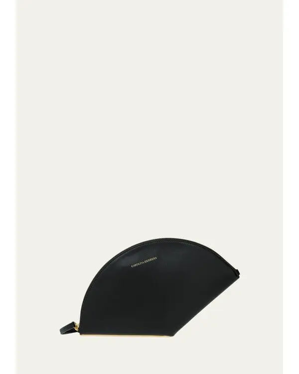 Carolina Herrera Consuelo Fan-shaped Leather Clutch Bag