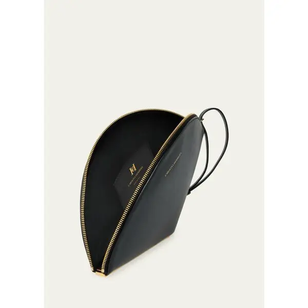 Carolina Herrera Consuelo Fan-shaped Leather Clutch Bag