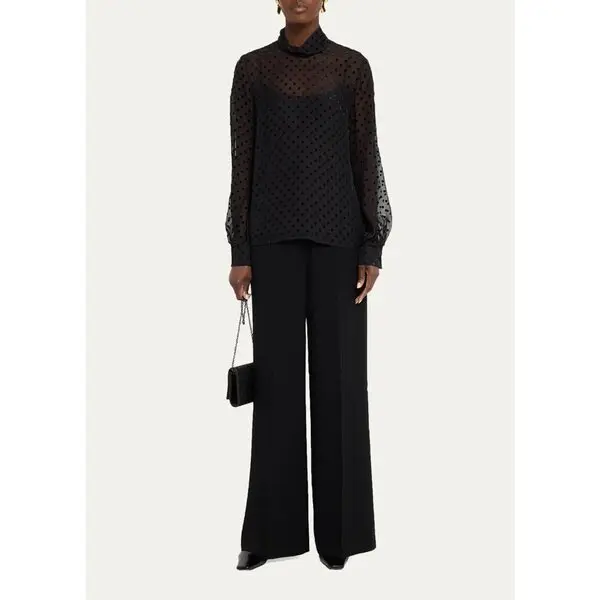 Lafayette 148 New York Polka Dot High-neck Blouse