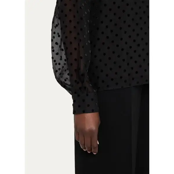 Lafayette 148 New York Polka Dot High-neck Blouse