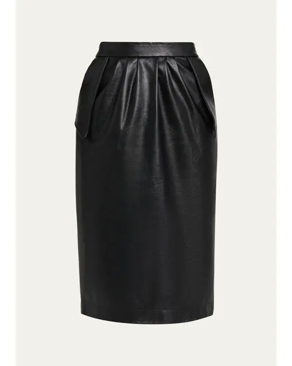 Stella McCartney Vegan Leather Gathered Midi Pencil Skirt
