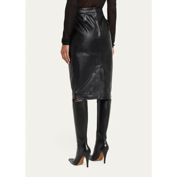 Stella McCartney Vegan Leather Gathered Midi Pencil Skirt